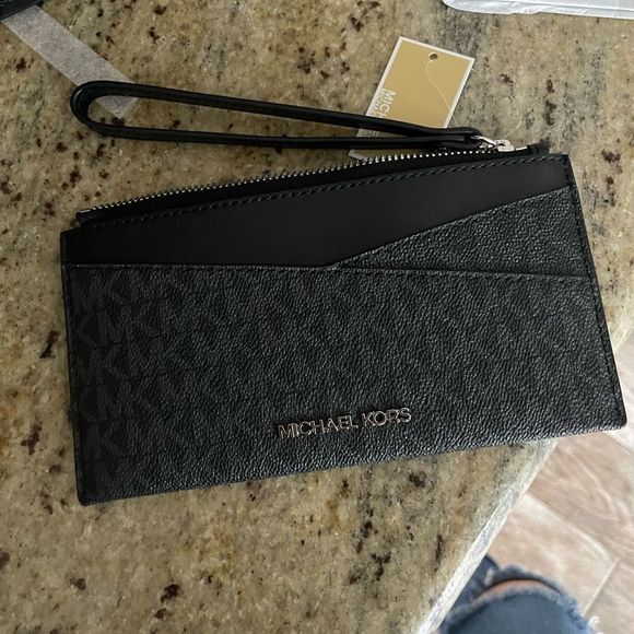 Michael Kors | Bags | New Mk Wristlet Black Logo | Poshmark
